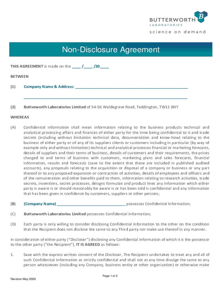 Fillable Online NDA (non-disclosure agreement) / confidentiality ...