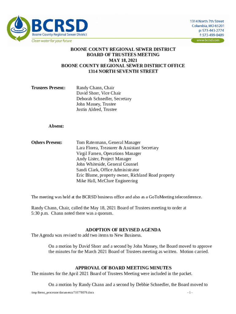 Trustees Present:Randy Chann, Chair Doc Template | pdfFiller
