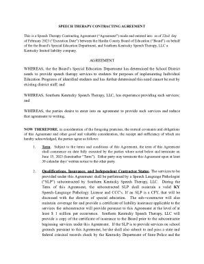 Fillable Online speech therapy contracting agreement Fax Email Print ...