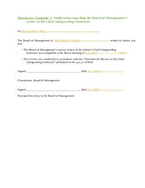 Mandatory Template 3: Notification regarding the Board of Managements ...