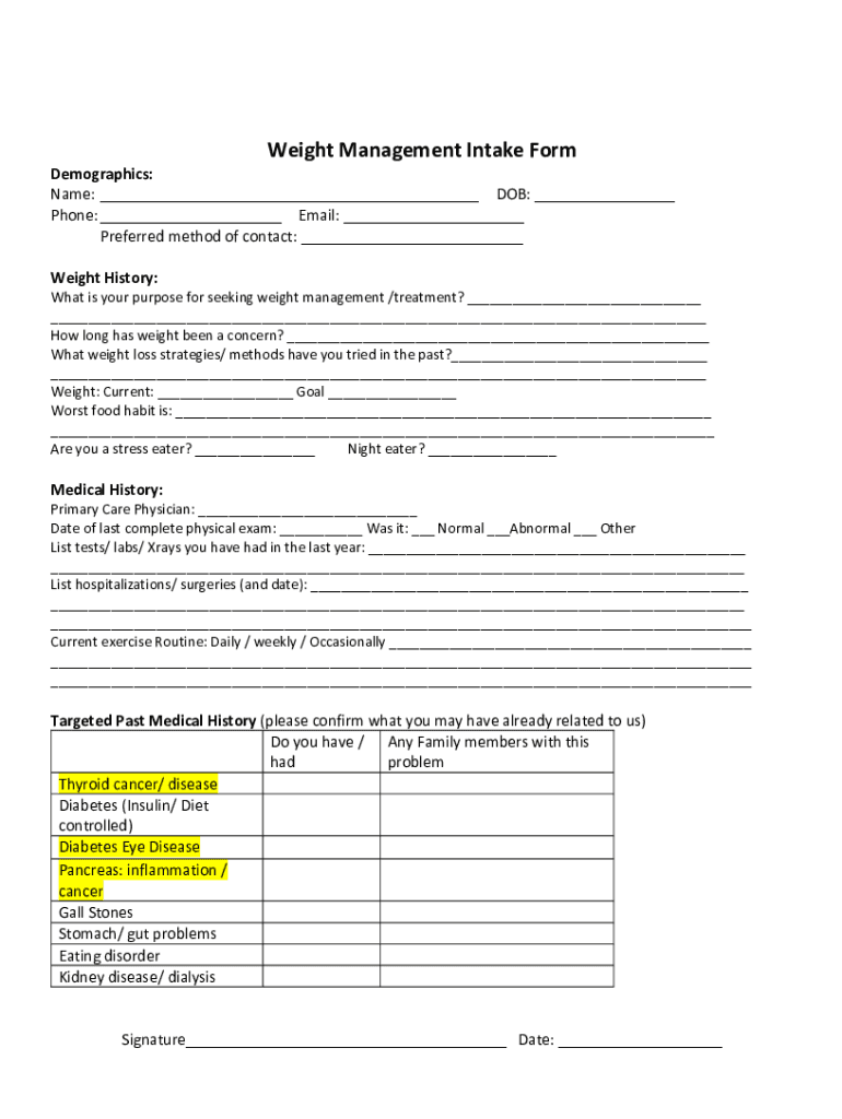 Fillable Online Weight management by phone conference call Fax Email ...