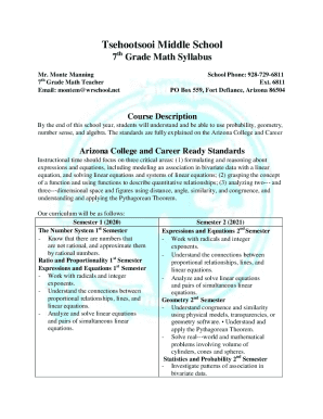Fillable Online Tsehootsooi Middle School 7 th Grade Math Course ...