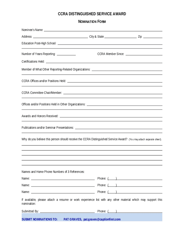 GUIDELINES FOR THE DISTINGUISHED SERVICE AWARD Doc Template | pdfFiller