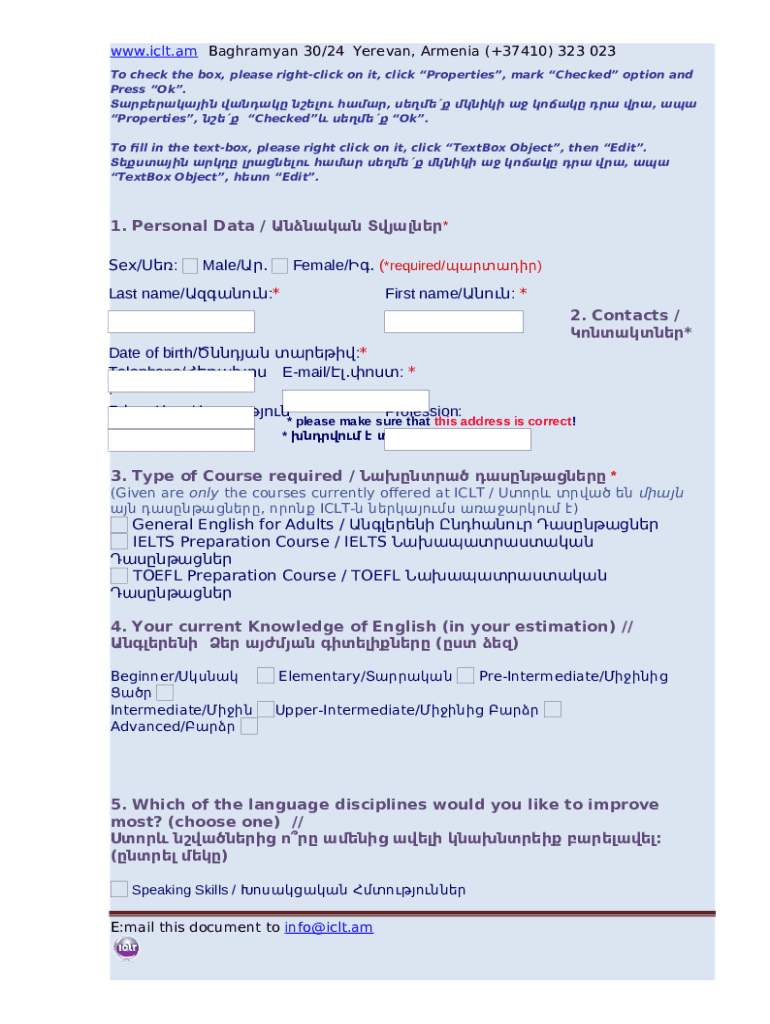 ICLTInternational Center of Languages and Training. Course Registration ...