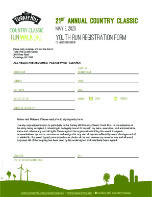 Fillable Online 5 km/10 km/half marathon Registration Form Fax Email ...