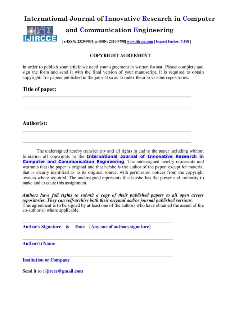 Fillable Online Innovative Research in Computer and Communication ... Fax Email Print - pdfFiller