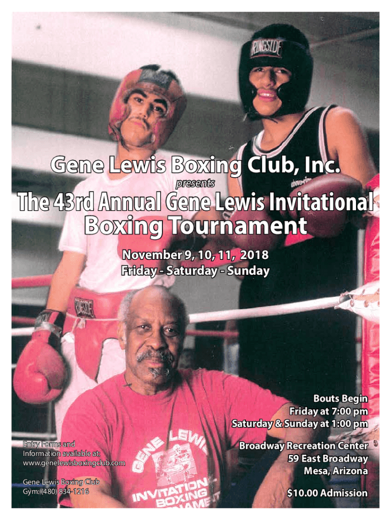Fillable Online Gene Lewis Boxing ClubTo promote decency and prevent ...