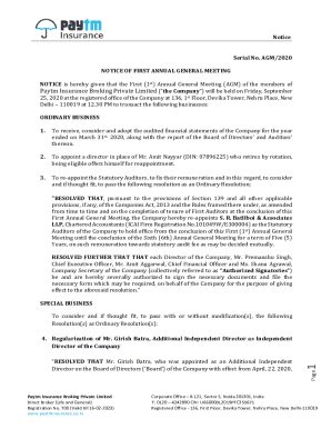 Fillable Online notice is hereby given that the 34th annual general ... Fax Email Print - pdfFiller