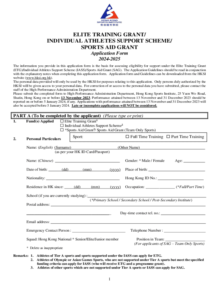 Fillable Online Details of Individual Athletes Support Scheme (IASS ...
