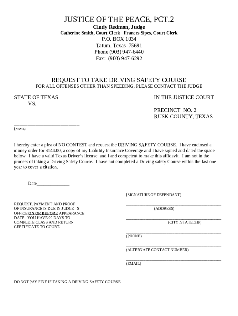 JUSTICE OF THE PEACE, PCT. Cindy Redmon Doc Template | pdfFiller