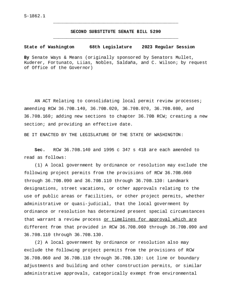 Senate Bill 5290 Doc Template | pdfFiller