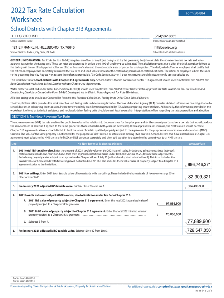 Fillable Online 2022 Tax Rate Calculation Fax Email Print - pdfFiller