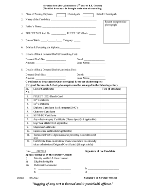 Fillable Online Scrutiny form for candidates allotted seats in PU ...