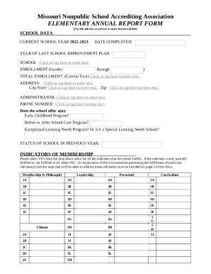 Elementary Annual Report Doc Template | pdfFiller