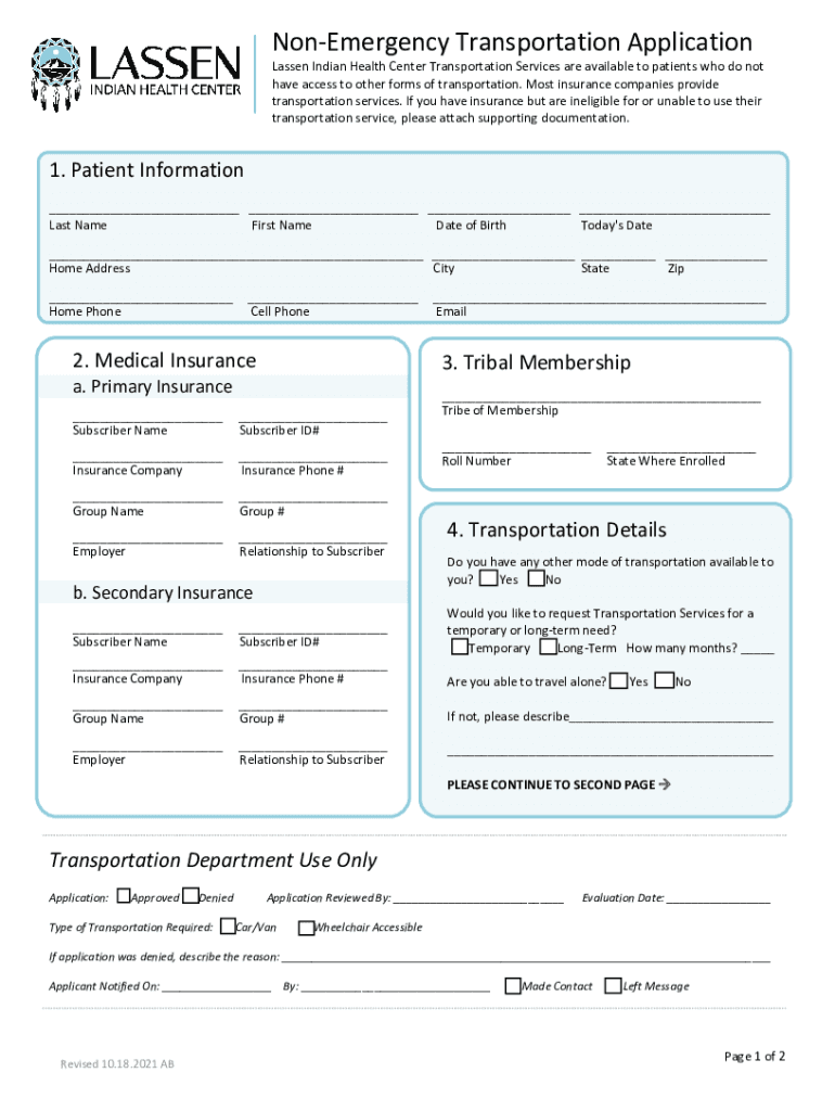 Fillable Online Non-Emergency Transportation Application Fax Email ...