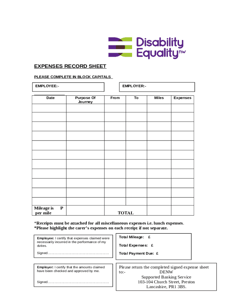 TRAVELLING AND PARKING EXPENSES CLAIM - disability-equality org Doc ...