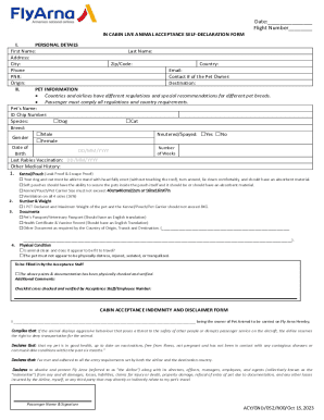 Fillable Online In-Cabin Live Animal Acceptance Checklist... Fax Email ...