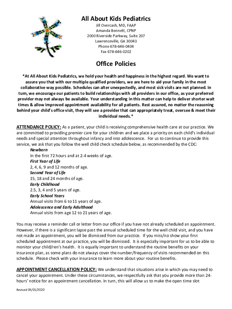 Fillable Online All About Kids Pediatrics Billing and Financial ...