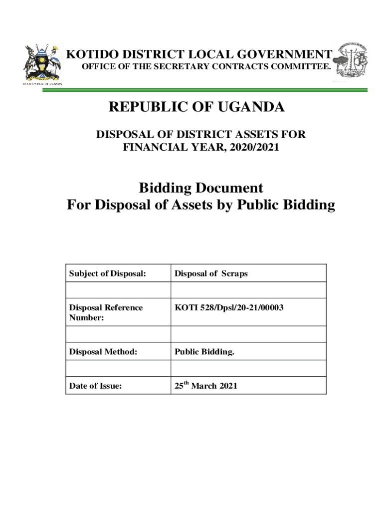 Fillable Online Bidding Document For Disposal of Assets by Public Bidding Fax Email Print ...