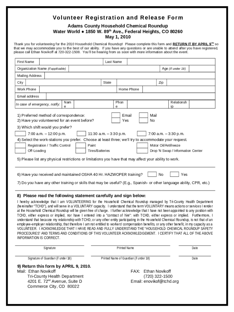 Adams and Denver Counties, Colorado Doc Template | pdfFiller