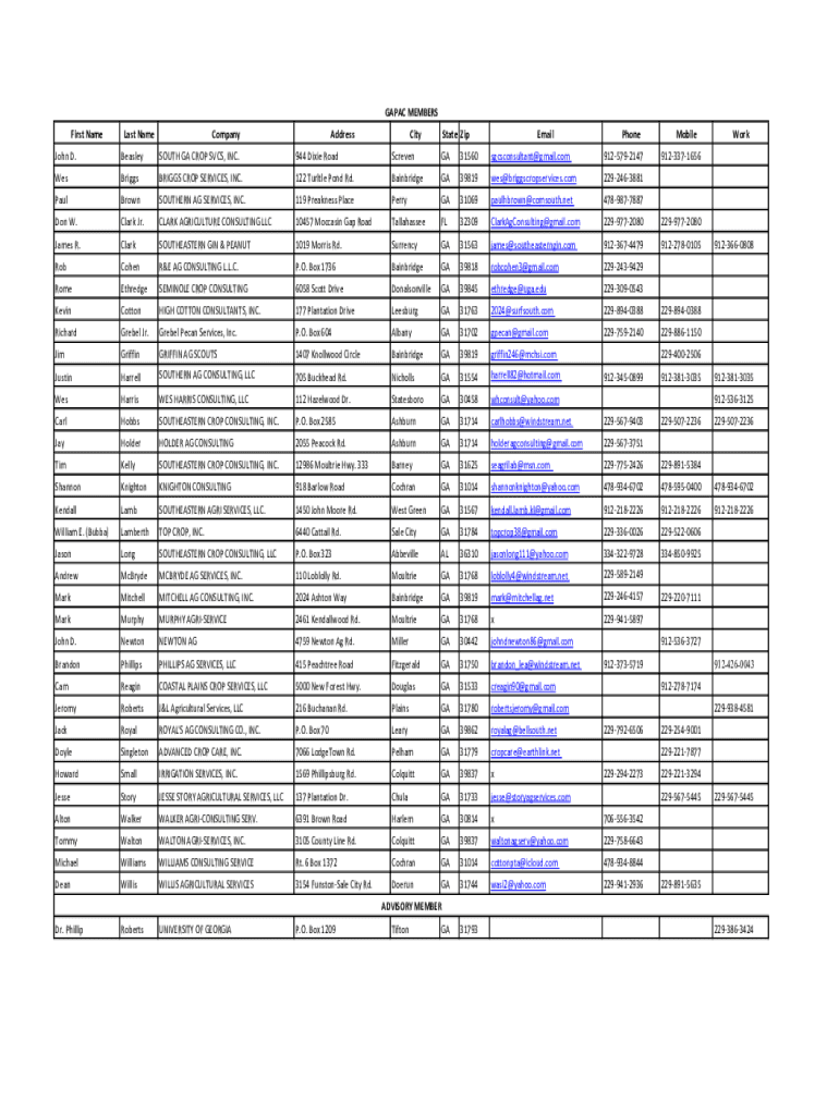 Fillable Online GAPAC MEMBERS Fax Email Print - pdfFiller