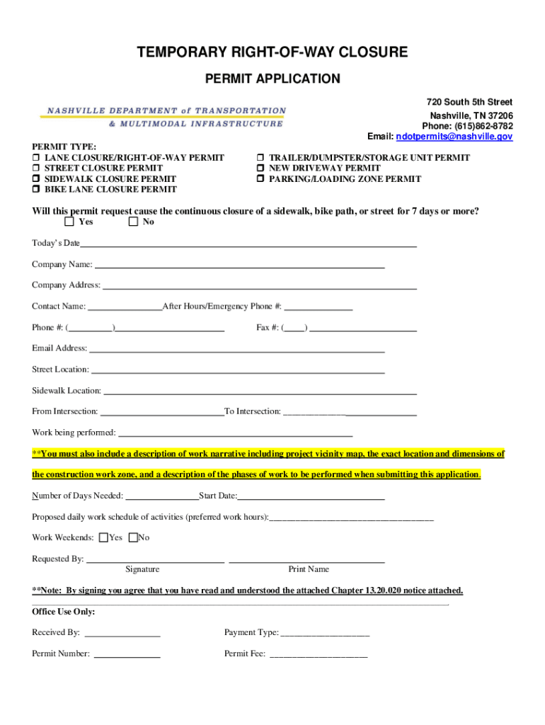 Fillable Online Active Right of Way Permits Fax Email Print - pdfFiller