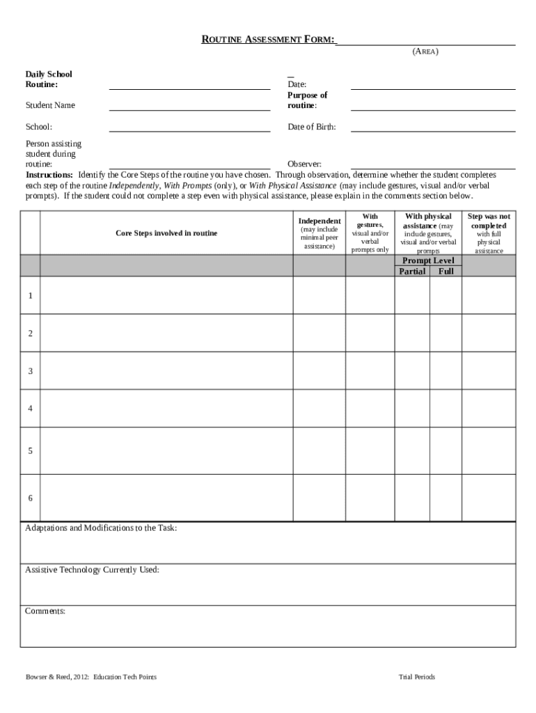 PERSONAL MANAGEMENT ROUTINE ASSESSMENT Doc Template | pdfFiller