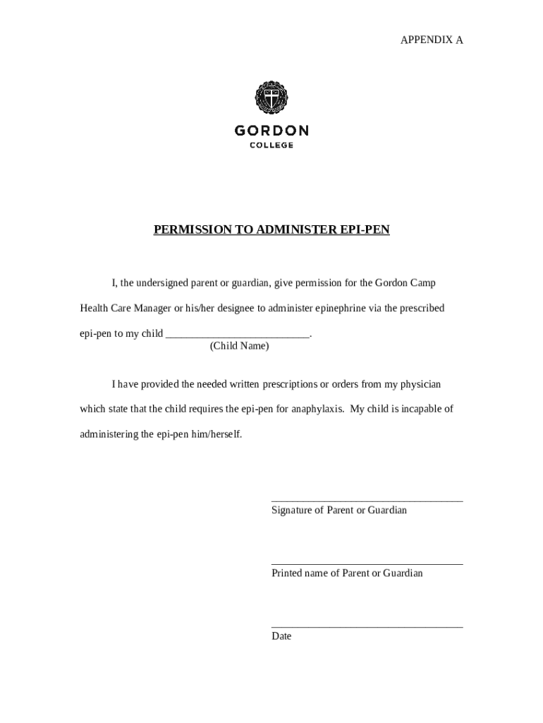 Camp Medication Permission s Doc Template | pdfFiller