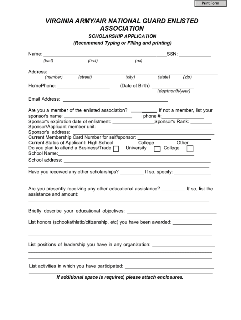 Fillable Online Virginia Army/Air National Guard Enlisted Association ...