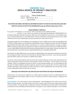 Fillable Online HIPAA OMNIBUS NOTICE OF PRIVACY PRACTICES ... Fax Email ...