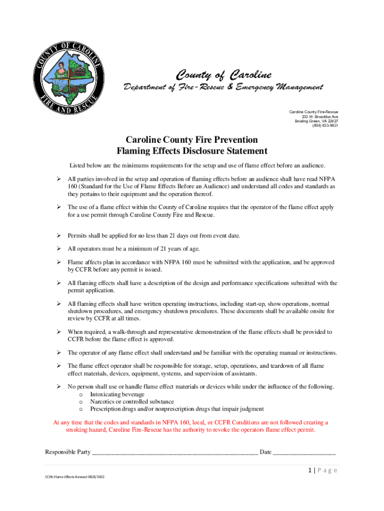 Fillable Online Caroline County Fire Prevention Flaming Effects ...