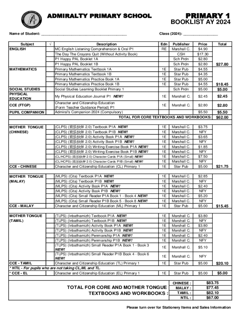 Fillable Online Admiralty Primary School - Singapore Fax Email Print ...