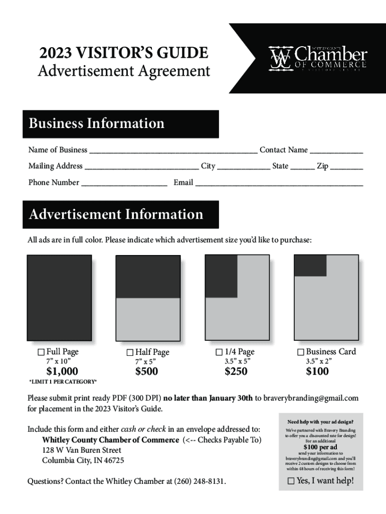 Fillable Online 2023 VISITOR'S GUIDE Advertisement Agreement Fax Email ...