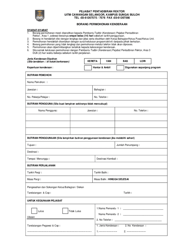 Fillable Online Office Directory - UiTM Cawangan Selangor Fax Email ...