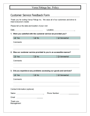 Fillable Online Customer Feedback Form HRd Fax Email Print - pdfFiller