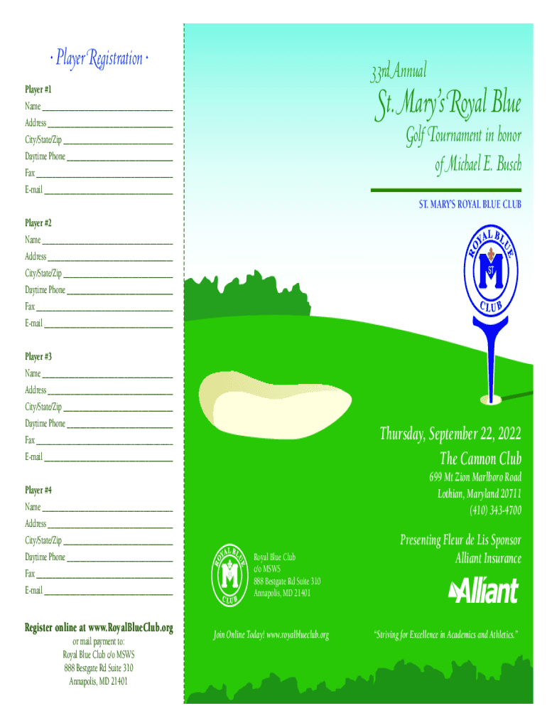 Fillable Online St. Mary's Royal Blue Fax Email Print - pdfFiller