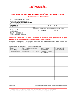 Fillable Online OBRAZAC ZA PRIGOVORE PO KARTINIM ... Fax Email Print ...