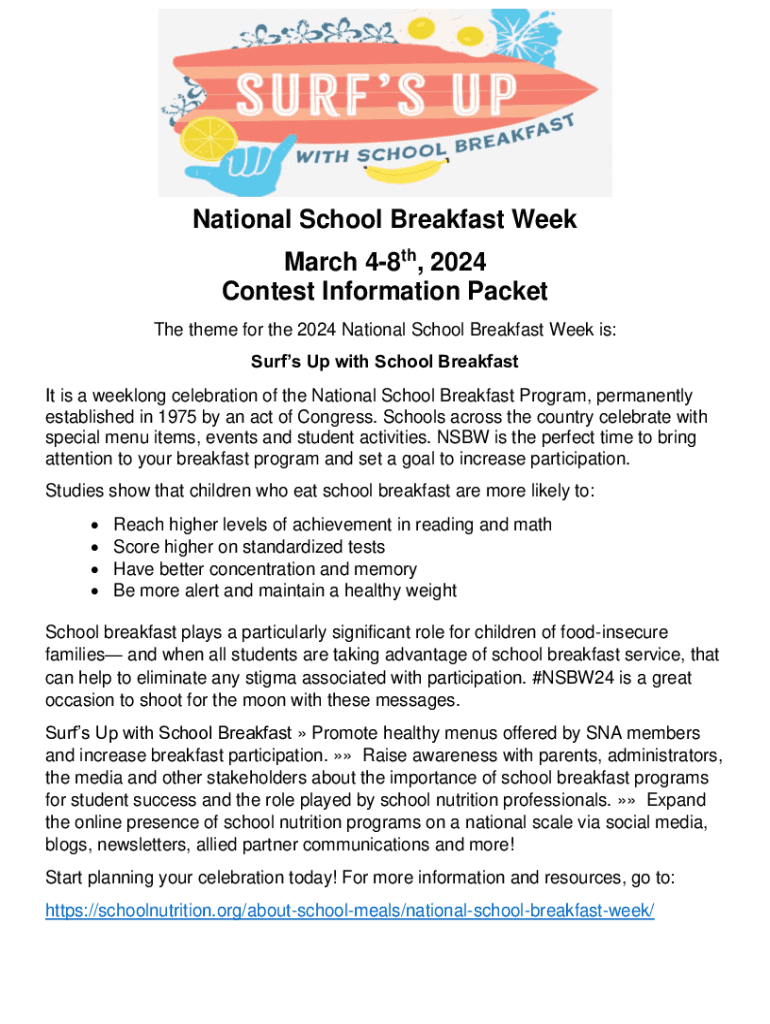 Fillable Online National School Breakfast Week - Child NutritionNYSED ...