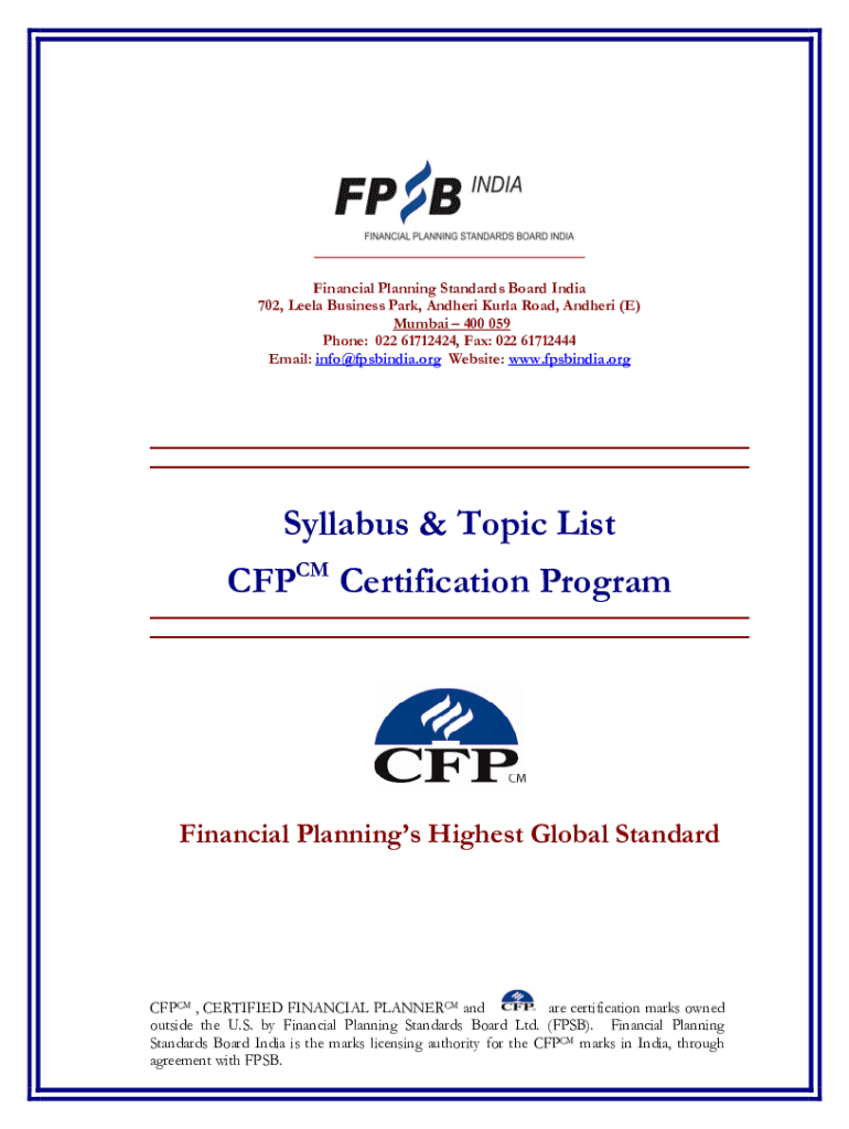 Fillable Online We are pleased that you have taken interest in the CFP Program Fax Email Print ...