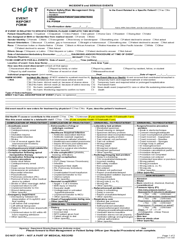 Fillable Online Introduction to Patient safety incident reporting and ...