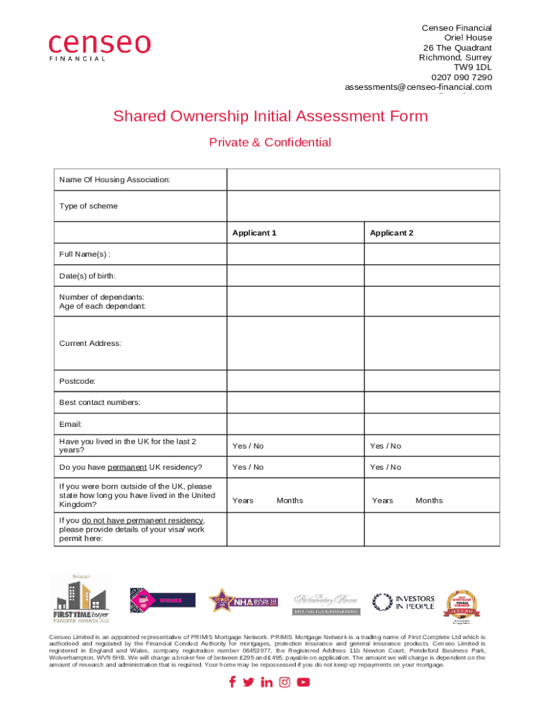 Staircasing Initial Assessment Doc Template | pdfFiller