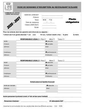 Remplissable En Ligne FICHE DE DEMANDE D'INSCRIPTION AU RESTAURANT ...