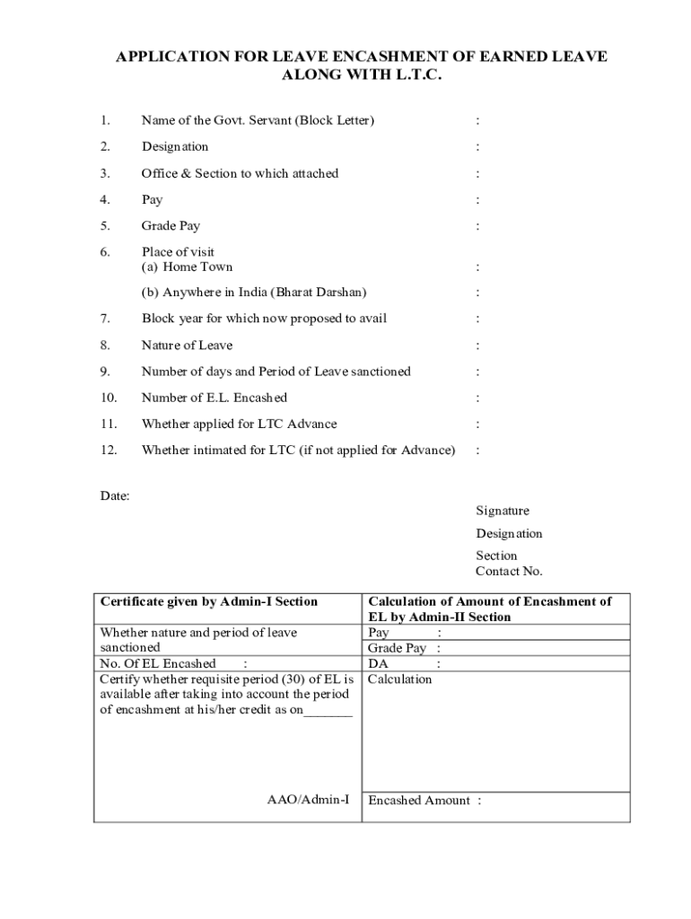 Fillable Online Leave Encashment Form 20210805122913 20210930184212 pdf