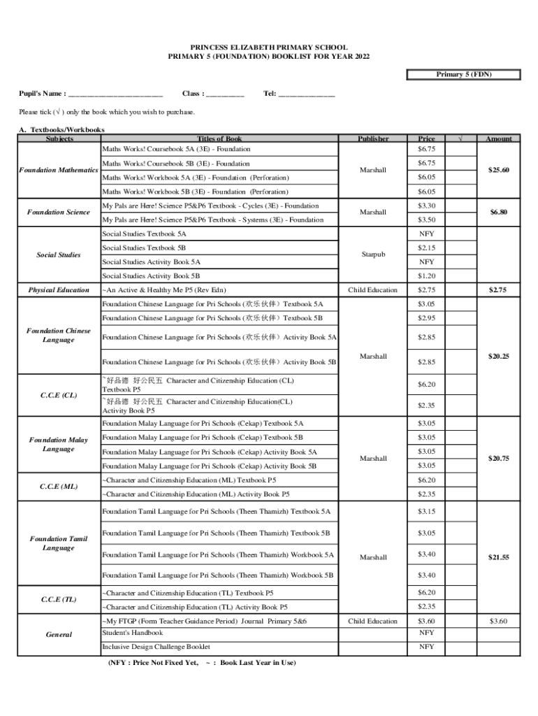Fillable Online Primary 5 (FDN) Fax Email Print - pdfFiller