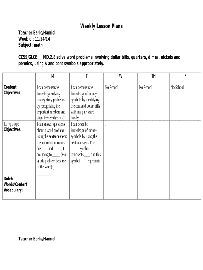 CCSS.Math.Content.2.MD.C.8 - Solve word problems ... Doc Template ...