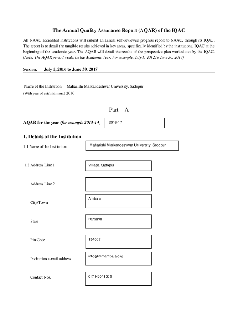 Fillable Online Revised Guidelines of IQAC & Submission of AQAR Fax ...