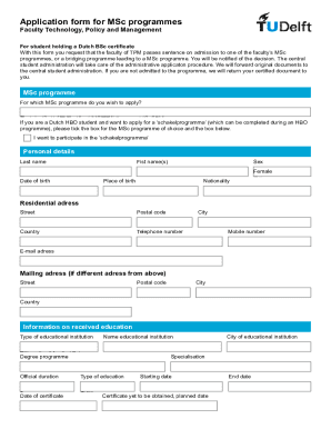Fillable Online Application form for MSc programmes Fax Email Print - pdfFiller