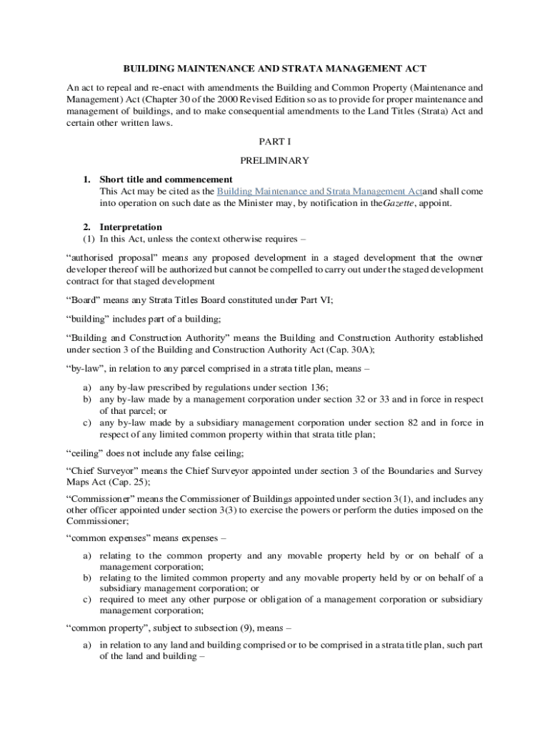 Fillable Online Building Maintenance and Strata Management Act Fax ...