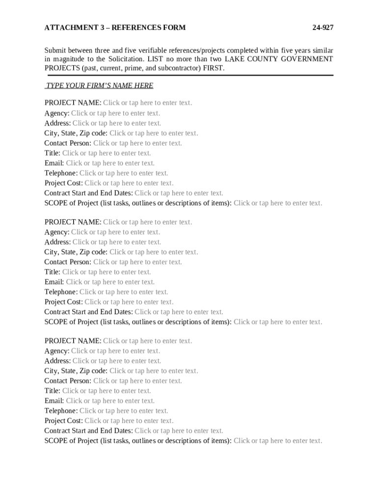 Attachment 3 - References Doc Template | pdfFiller