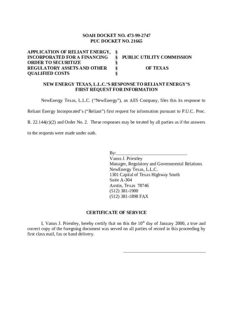 Filings for 21665 - PUC Interchange - Texas.gov Doc Template | pdfFiller